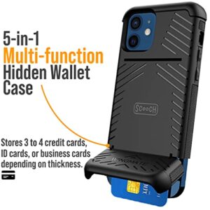 Scooch iPhone 12/12 Pro Case with Card Holder [Wingmate] iPhone 12 Wallet Case and iPhone 12 Pro Wallet Case [Slim & Minimal] 10-Foot Drop Protection, Magnetic Back for Car Mounts (Black)