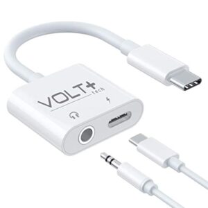 volt plus tech usb c to 3.5mm headphone jack audio aux & c-type fast charging adapter compatible with motorola one 5g/edge/edge+/razr 2020/z flip/z play/motoand many more devices with c-port