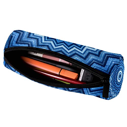 Blue Kaleidoscope Mandala Pencil Bag Pen Case Stationary Case Pencil Pouch Desk Organizer Makeup Cosmetic Bag for School Office