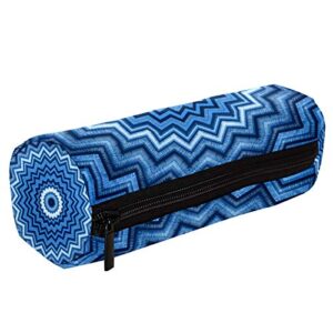 Blue Kaleidoscope Mandala Pencil Bag Pen Case Stationary Case Pencil Pouch Desk Organizer Makeup Cosmetic Bag for School Office