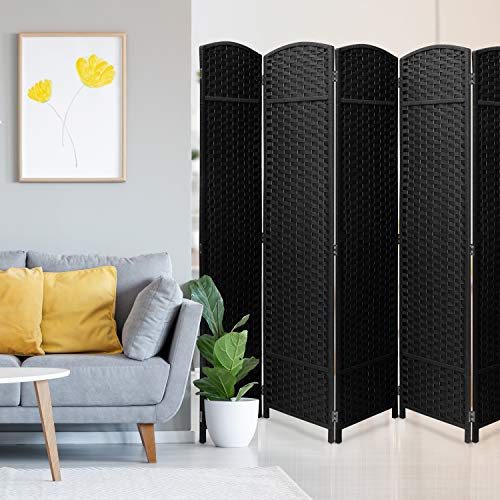 Sorbus Room Divider Privacy Screen, 6 ft. Tall Extra Wide Foldable Panel Partition Wall Divider, Double Hinged Room Dividers and Folding Privacy Screens (Black)