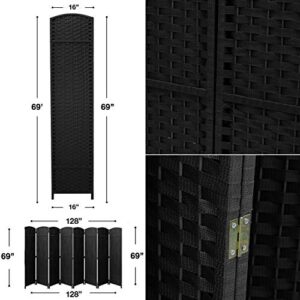 Sorbus Room Divider Privacy Screen, 6 ft. Tall Extra Wide Foldable Panel Partition Wall Divider, Double Hinged Room Dividers and Folding Privacy Screens (Black)