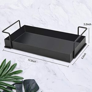 GDGDTOO Bathroom Tray for Counter,Metal Countertop Organizer Decorative Tray,Toilet Tank Storage Tray,Black Vanity Organizer for Tissues,Candles,Soap,Towel,Plant