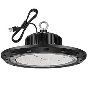 vemofoper ufo led high bay light 100w ultra bright ceiling lamp for garage,shop,gym,warehouse work commercial lighting grade 15000lm 120v 5000k ip65 (100w)