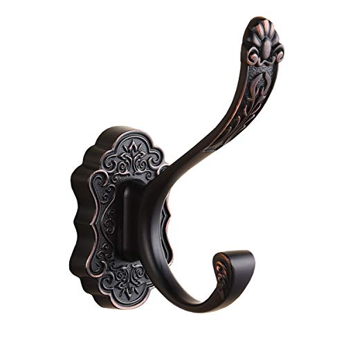 JYL HOME Classic Decorative Double Towel Coat Hook Key Hanger for Bathroom Living Room Kitchen, Wall Mounted, Black, Single