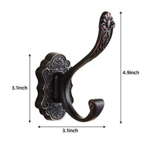 JYL HOME Classic Decorative Double Towel Coat Hook Key Hanger for Bathroom Living Room Kitchen, Wall Mounted, Black, Single