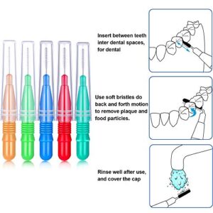 150 Pieces Braces Brush for Cleaner Interdental Brush Toothpick Dental Tooth Flossing Head Oral Dental Hygiene Flosser Toothpick Cleaner Tooth Cleaning Tool (Red, Blue, Green, Light Green, Orange)