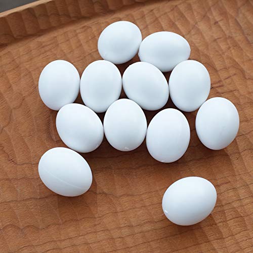 FOIBURELY 12 Pcs Solid Parrot Plastic Eggs Hatching Eggs Green Cheek, Lorikeet&Ringneck Dove, Quaker, Cockatiel. Trick The Birds to Stop Laying Eggs, Fake Eggs