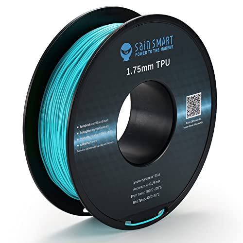 SainSmart Neon Color TPU, 1.75mm Flexible TPU 3D Printer Filament 800g, Dimensional Accuracy +/- 0.05 mm, Neon Cyan