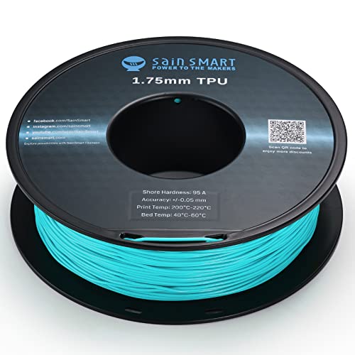 SainSmart Neon Color TPU, 1.75mm Flexible TPU 3D Printer Filament 800g, Dimensional Accuracy +/- 0.05 mm, Neon Cyan