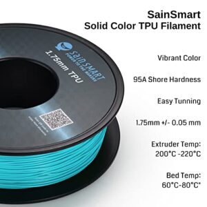 SainSmart Neon Color TPU, 1.75mm Flexible TPU 3D Printer Filament 800g, Dimensional Accuracy +/- 0.05 mm, Neon Cyan