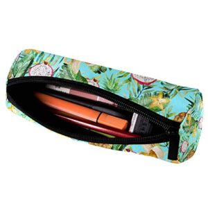 Watercolor Tropical Green Palm Leaves Banana Pencil Bag Pen Case Stationary Case Pencil Pouch Desk Organizer Makeup Cosmetic Bag for School Office