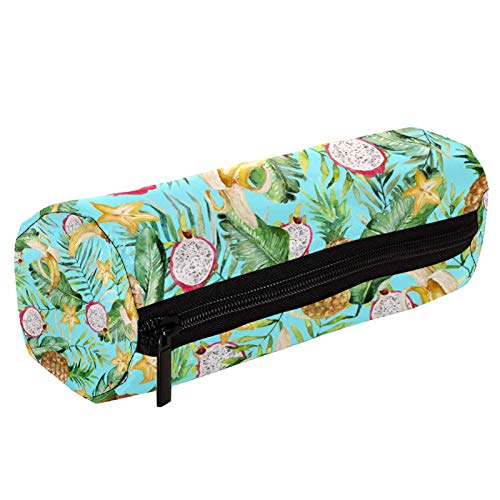 Watercolor Tropical Green Palm Leaves Banana Pencil Bag Pen Case Stationary Case Pencil Pouch Desk Organizer Makeup Cosmetic Bag for School Office