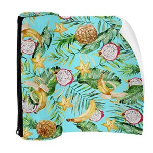 Watercolor Tropical Green Palm Leaves Banana Pencil Bag Pen Case Stationary Case Pencil Pouch Desk Organizer Makeup Cosmetic Bag for School Office