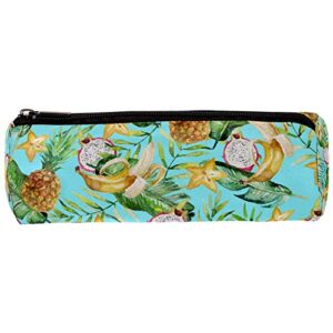 Watercolor Tropical Green Palm Leaves Banana Pencil Bag Pen Case Stationary Case Pencil Pouch Desk Organizer Makeup Cosmetic Bag for School Office