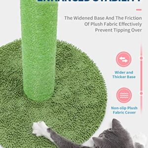 Made4Pets Cat Scratching Post, Cactus Cat Scratcher Kitten Scratching Post with Natural Sisal Rope for Indoor Cats Claw Scratcher, Vertical Green Cat Tree with Dangling Balls for Small Cats Kittens