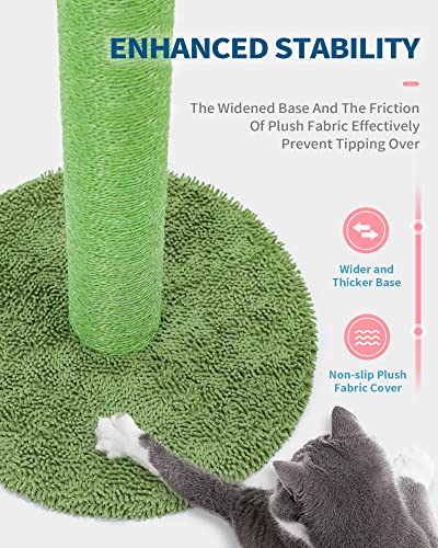 Made4Pets Cat Scratching Post, Cactus Cat Scratcher Kitten Scratching Post with Natural Sisal Rope for Indoor Cats Claw Scratcher, Vertical Green Cat Tree with Dangling Balls for Small Cats Kittens