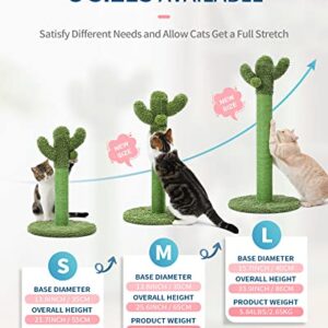 Made4Pets Cat Scratching Post, Cactus Cat Scratcher Kitten Scratching Post with Natural Sisal Rope for Indoor Cats Claw Scratcher, Vertical Green Cat Tree with Dangling Balls for Small Cats Kittens