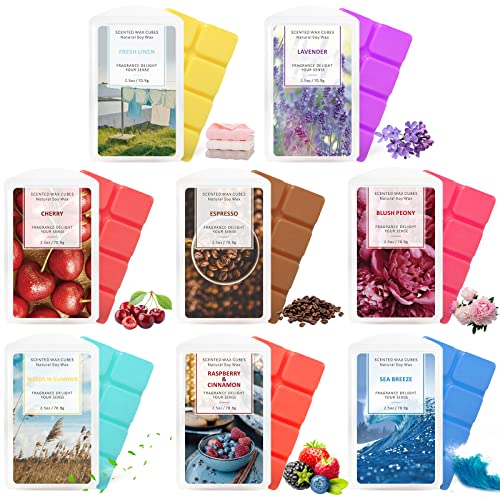 LA BELLEFÉE Wax Melts Wax Cubes, Soy Wax Candle Melts, Decoration Lavender, Fresh Linen, Winds in Summer, Sea Breeze, Raspberry&Cinnamon, Espresso, Cherry