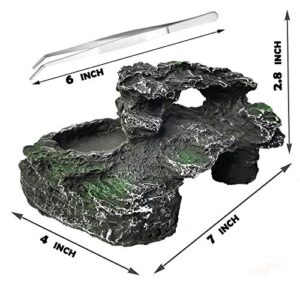 Basking Platform for Turtles, 7" Reptile Resting Terrace, Resin Turtle Ramp Climb Stone, Landscape Decorative Habitat for Reptiles, Fish, Amphibians