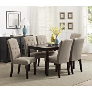 DHP Dorel Claudio Tufted, Upholstered Living Room Furniture, Taupe Dining Chair