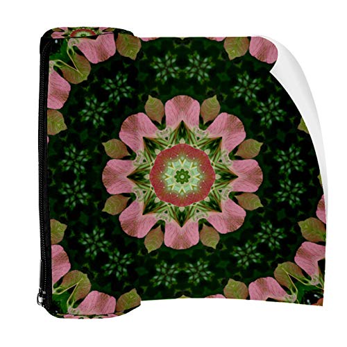 Pink and Green Mandala Flower Pencil Bag Pen Case Stationary Case Pencil Pouch Desk Organizer Makeup Cosmetic Bag for School Office