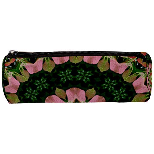 Pink and Green Mandala Flower Pencil Bag Pen Case Stationary Case Pencil Pouch Desk Organizer Makeup Cosmetic Bag for School Office