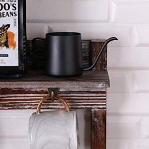 Encozy Wall Mounted Cup Rack with Shelf,Coffee Mug Holder Wood Cup Organizer with 7 Hooks (Wood)