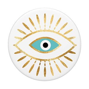 Gold Lash and Teal Evil Eye Greek Mati PopSockets PopGrip: Swappable Grip for Phones & Tablets