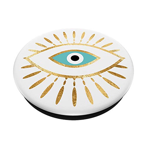 Gold Lash and Teal Evil Eye Greek Mati PopSockets PopGrip: Swappable Grip for Phones & Tablets