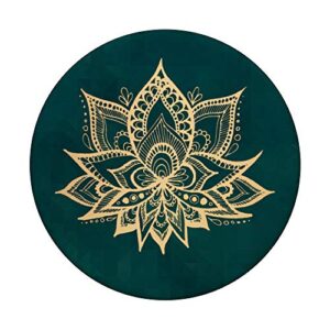 Emerald Green Lotus Flower Boho Modern Yoga Floral PopSockets Swappable PopGrip