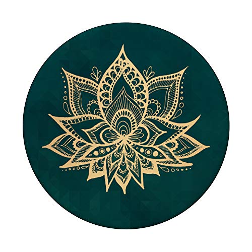 Emerald Green Lotus Flower Boho Modern Yoga Floral PopSockets Swappable PopGrip