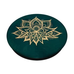 Emerald Green Lotus Flower Boho Modern Yoga Floral PopSockets Swappable PopGrip