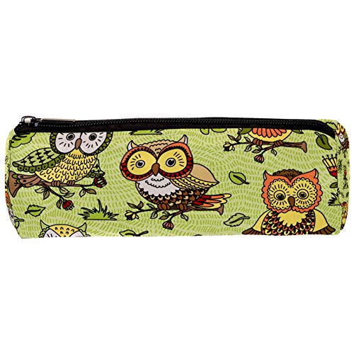 Flowers and Owls Pencil Bag Pen Case Stationary Case Pencil Pouch Desk Organizer Makeup Cosmetic Bag for School Office