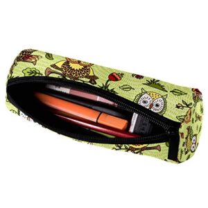 Flowers and Owls Pencil Bag Pen Case Stationary Case Pencil Pouch Desk Organizer Makeup Cosmetic Bag for School Office