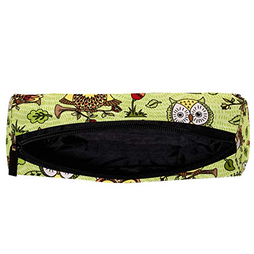 Flowers and Owls Pencil Bag Pen Case Stationary Case Pencil Pouch Desk Organizer Makeup Cosmetic Bag for School Office