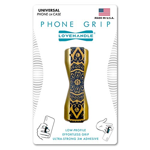 LoveHandle Boho Gold Design Phone Grip - Elastic Phone Strap with Gold Base - for Most Smartphones and Mini Tablets, lh-01-bohogold