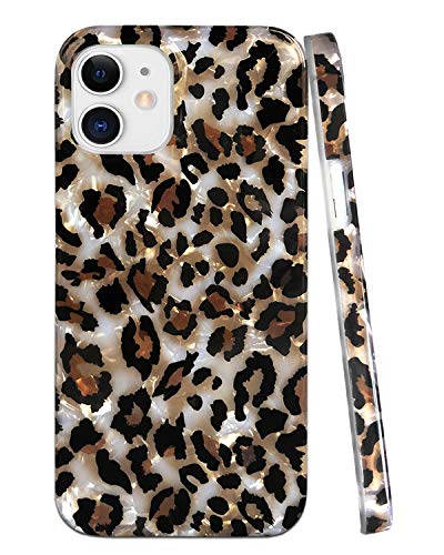 J.west Case Compatible with iPhone 12 Mini 5.4-inch, Luxury Glitter Sparkly Leopard Cheetah Print Design Translucent Clear Durable Soft Silicone Protective Phone Case Cover for Girls Womens (Bling)