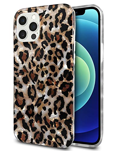 J.west Case Compatible with iPhone 12 Mini 5.4-inch, Luxury Glitter Sparkly Leopard Cheetah Print Design Translucent Clear Durable Soft Silicone Protective Phone Case Cover for Girls Womens (Bling)