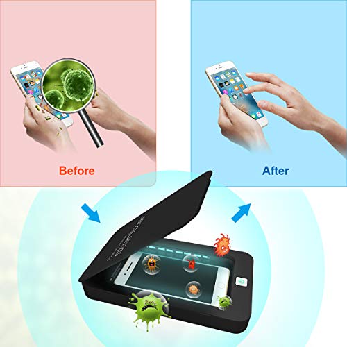 UV Phone Sterilizer, Portable UVC Light Cell Phone Sanitizer, Smartphone Cleaner with Aromatherapy Function, Cell Phone Disinfector (Black)