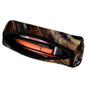 Wolf and Eagle Painting Feathers Pencil Bag Pen Case Stationary Case Pencil Pouch Desk Organizer Makeup Cosmetic Bag for School Office