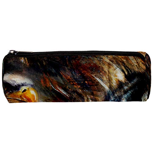 Wolf and Eagle Painting Feathers Pencil Bag Pen Case Stationary Case Pencil Pouch Desk Organizer Makeup Cosmetic Bag for School Office