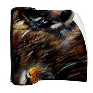 Wolf and Eagle Painting Feathers Pencil Bag Pen Case Stationary Case Pencil Pouch Desk Organizer Makeup Cosmetic Bag for School Office