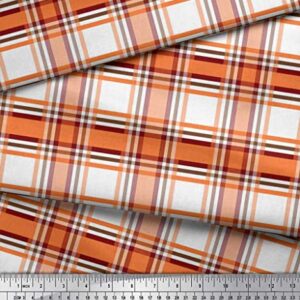 Soimoi Orange Cotton Canvas Fabric Gingham Check Print Fabric by The Yard 56 Inch Wide