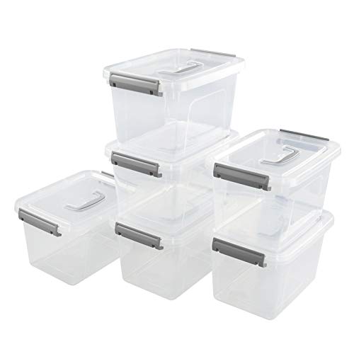 Neadas 6 Quart Plastic Storage Containers with Lids and Handles, 6 Packs