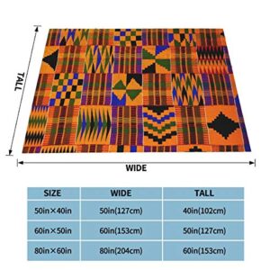 D-WOLVES Plush Throw Blanket,Ghana Kente Fabric African Print Tribal Soft Fuzzy Fleece Blanket,Cozy Outdoor Travel Blanket for Bedroom Livingroom Sofa Couch Car Bed,50x60 in