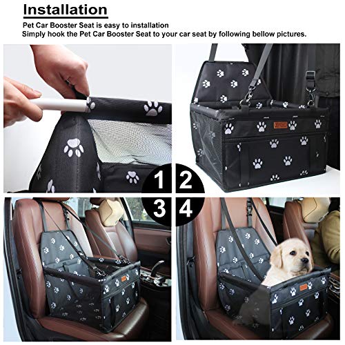 BYGD Pet Dog Booster Seat, with Upgrade Support Rod, Breathable and Foldable Pet Car Basket, Pet Dog Car Portable Seat, Suitable for Small and Medium Pets