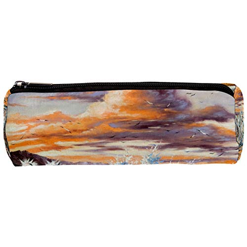 The Horses Running from Waves Pencil Bag Pen Case Stationary Case Pencil Pouch Desk Organizer Makeup Cosmetic Bag for School Office