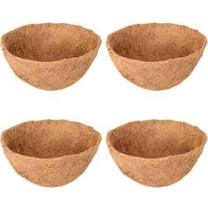 halatool 4 pcs 14 inch round coco liners hanging basket 100% natural replacement coconut fiber liner for garden flower pot vegetables herbs