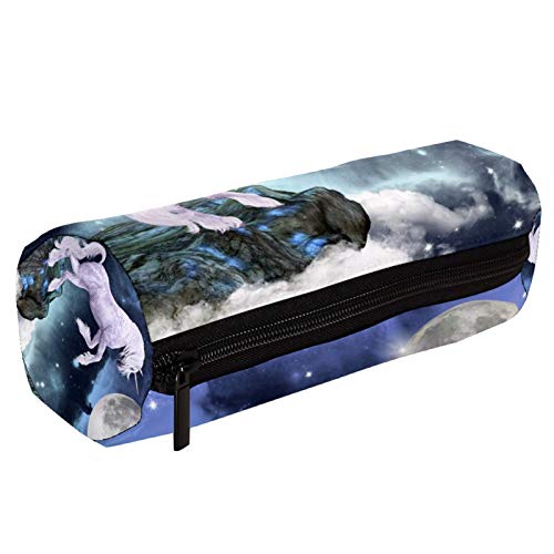 Unicorn Over A Rock to The Moon Pencil Bag Pen Case Stationary Case Pencil Pouch Desk Organizer Makeup Cosmetic Bag for School Office